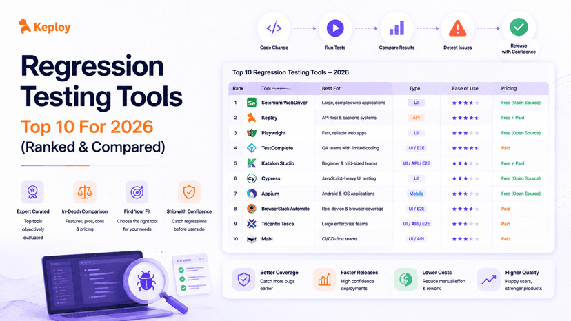 Regression Testing Tools: Top 10 for 2026 (Ranked & Compared) | Keploy Blog